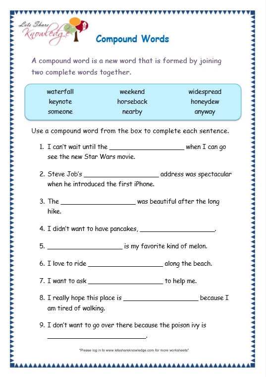 Compound Words For 1st Grade Compound Words For 1st Grade