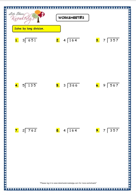 Grade 3 Maths Worksheets Division 6 3 Long Division Without Remainder Grade 3 Maths Worksheets Division 6 3 Long Division Without Remainder
