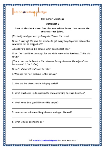 Grade 4 English Resources Printable Worksheets Topic Play Script Grade 4 English Resources Printable Worksheets Topic Play Script