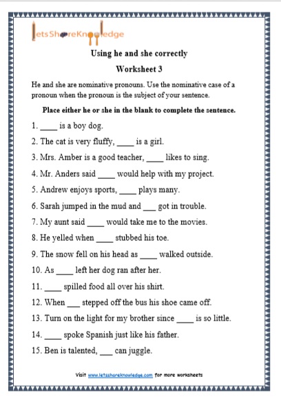Grade 1 Grammar He And She Printable Worksheets Lets Share Knowledge Grade 1 Grammar He And She Printable Worksheets Lets Share Knowledge
